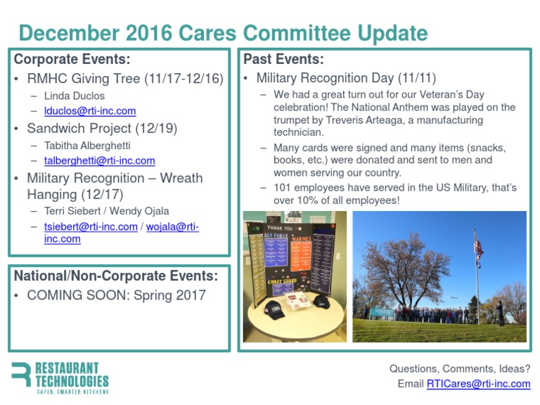 2016 12 Cares Committee Monthly Email | PDF | Politics | Travel