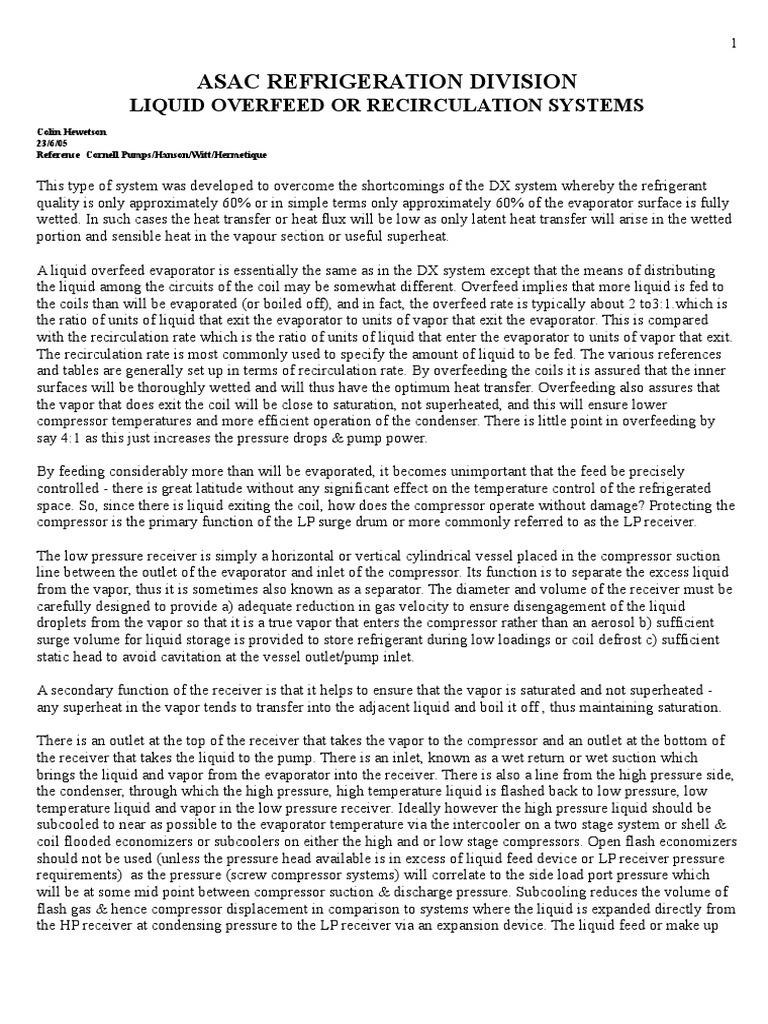 Refrigeration Liquid Recirculation Systems | PDF | Pump | Refrigeration