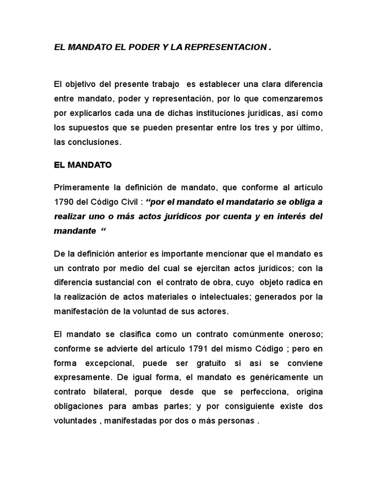Mandato, Poder y Representacion | PDF | Juez | Virtud