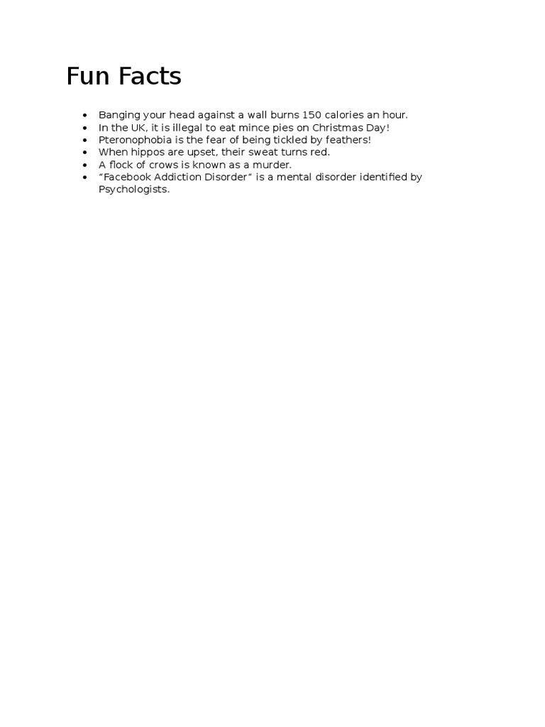 Unusual Fun Facts and Trivia | PDF | Cooking, Food & Wine | Wellness