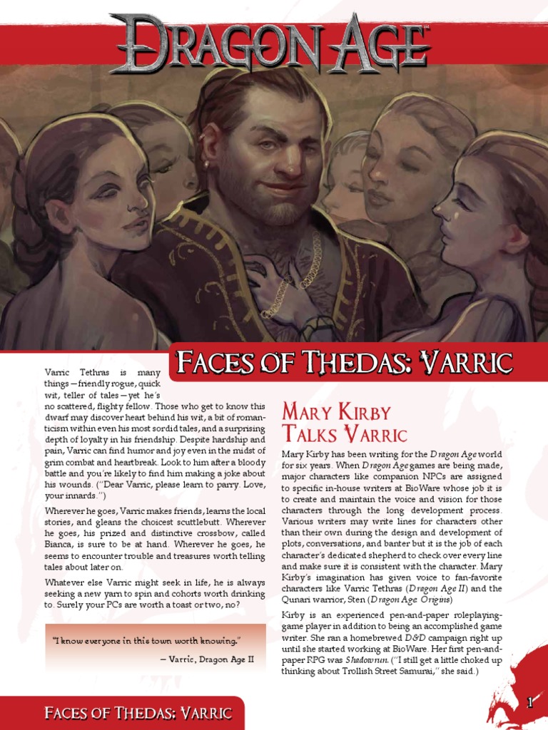 Dragon Age - Faces of Thedas - Varric v1.1 PDF | PDF | Dwarf (Dungeons ...