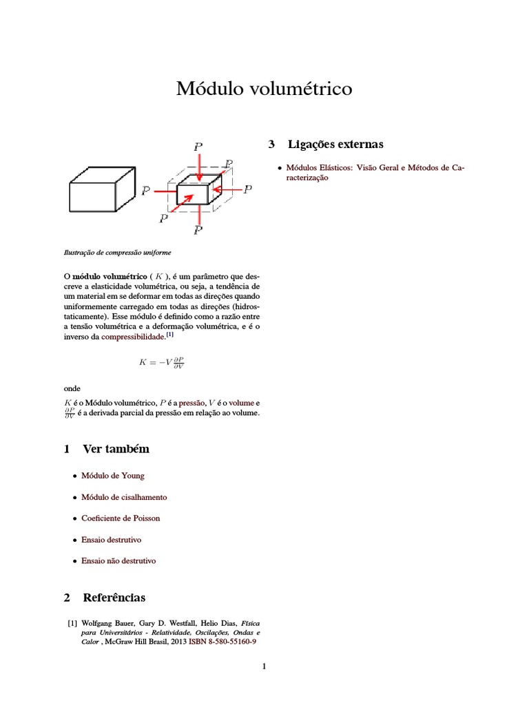 Módulo Volumétrico: Elasticidade e Compressão | PDF | Ciências e Matemática