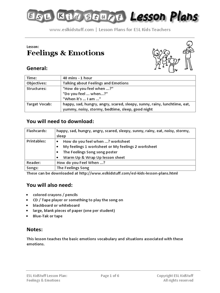 Feelings Emotions Lesson Plan PDF | PDF | Lesson Plan | Emotions