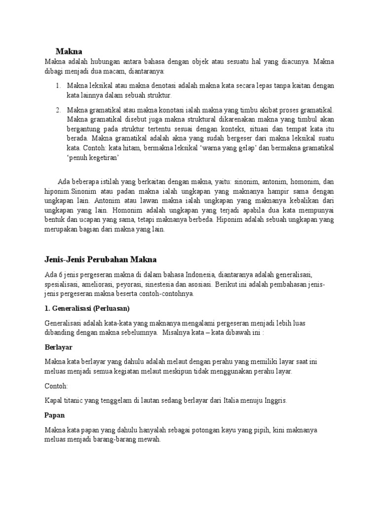 Jenis dan Makna Perubahan Kata | PDF | Seni & Disiplin Bahasa | Kajian ...