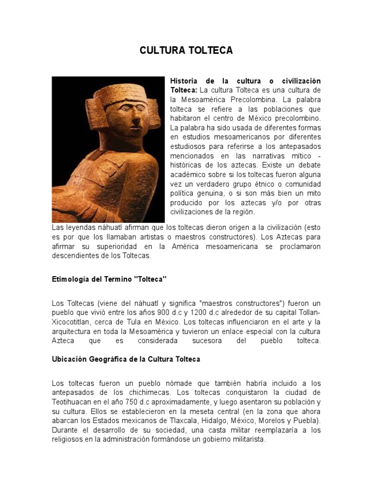 Cultura Tolteca | PDF | Mesoamérica | azteca