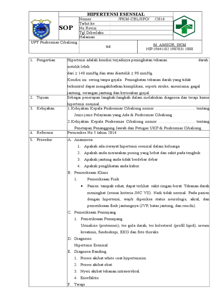 Sop Hipertensi Esensial | PDF | Pengembangan Diri | Kesehatan Holistik
