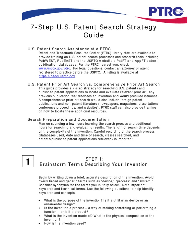 7 Step Patent Search Strategy Guide | PDF | Patent Application | United ...