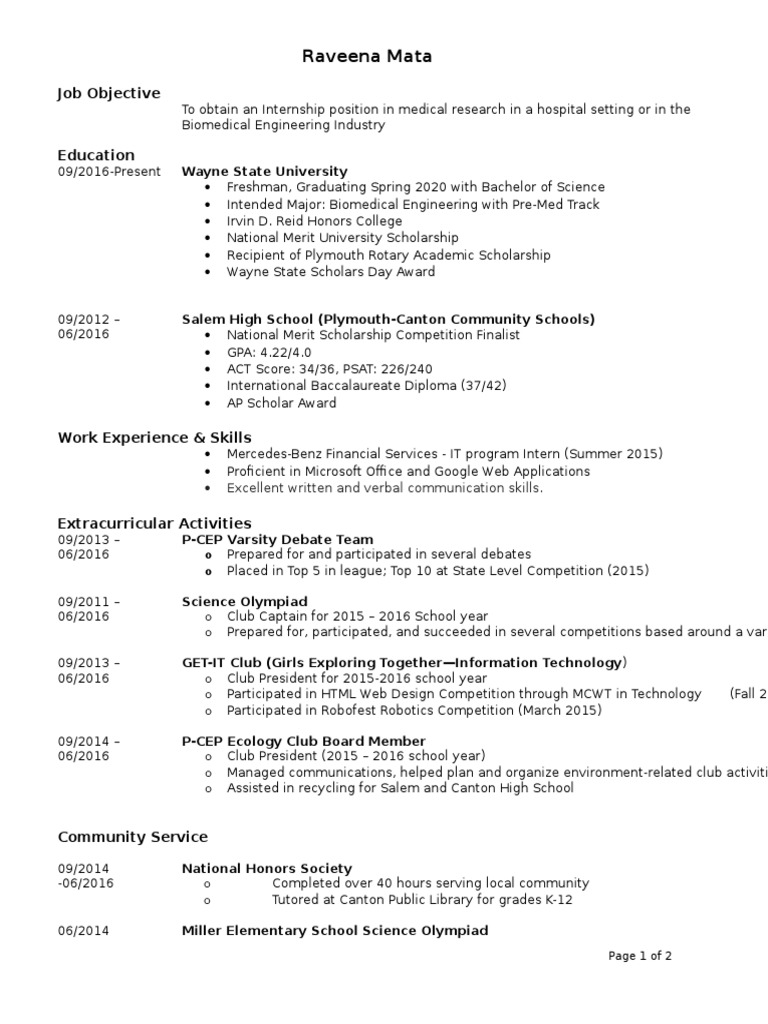 Raveena Mata Eportfolio Resume | PDF