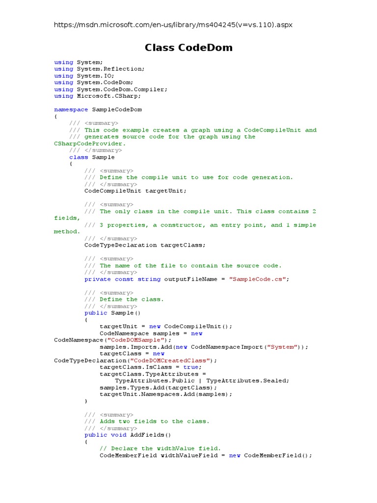Class CodeDom | PDF | Constructor (Object Oriented Programming) | Programming