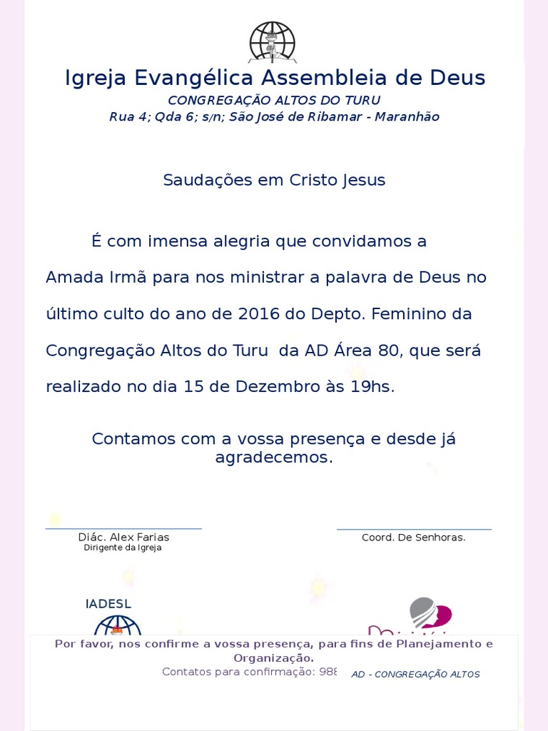 Modelo de Convite para Igrejas | PDF