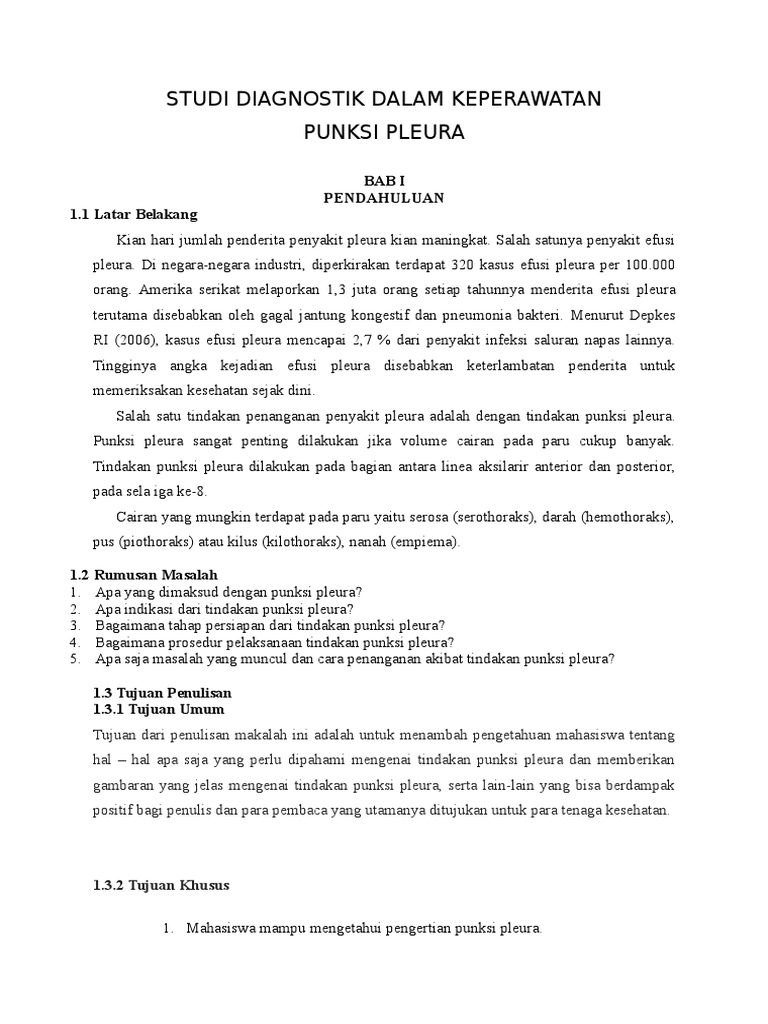 Panduan Tindakan Punksi Pleura dalam Keperawatan | PDF | Sains & Matematika