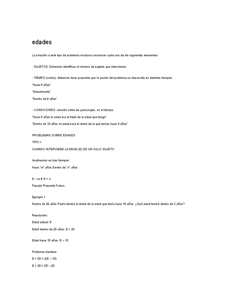 Edades | PDF | División (Matemáticas) | Aritmética