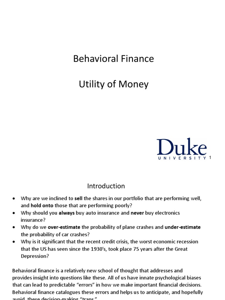 Utility of $ | PDF | Utility | Behavioral Economics