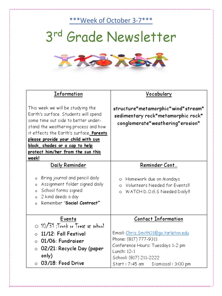 3rd Grade Newsletter | PDF | Science & Mathematics