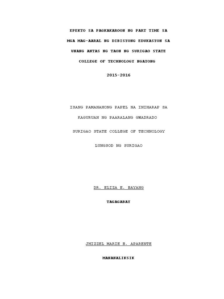 Thesis Sa Filipino | PDF