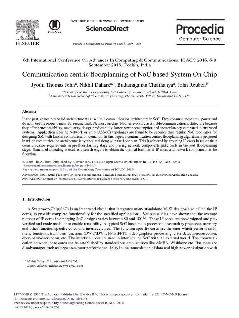 Communication Centric Oorplanning of Noc Based System On Chip | PDF ...