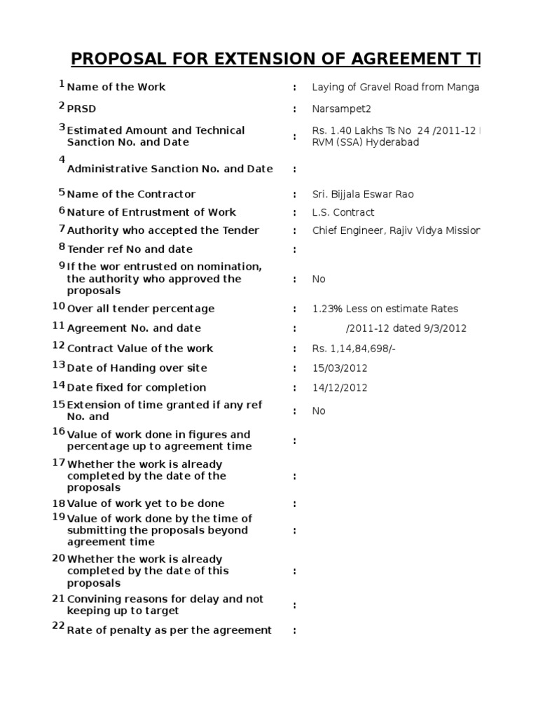 Proposal For Extension of Agreement Time | PDF