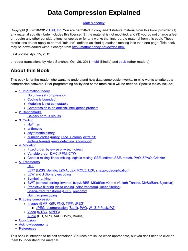 Data Compression Explained | PDF | Data Compression | Code