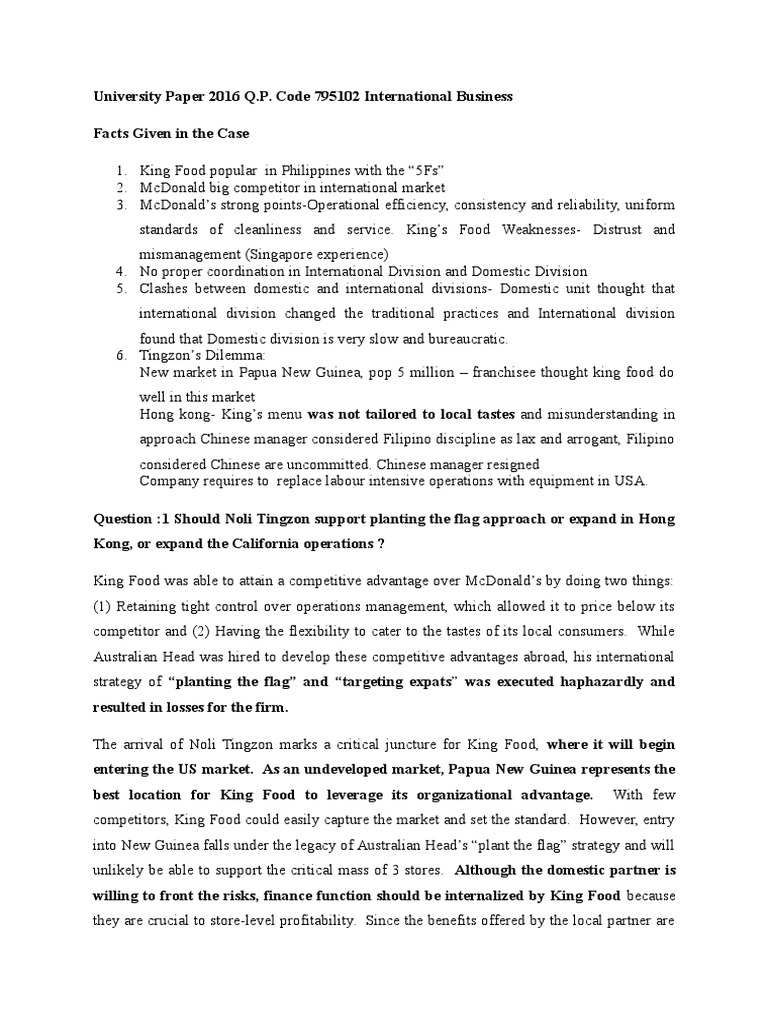 Case Study IB With Answer | PDF | Strategic Management | Economies