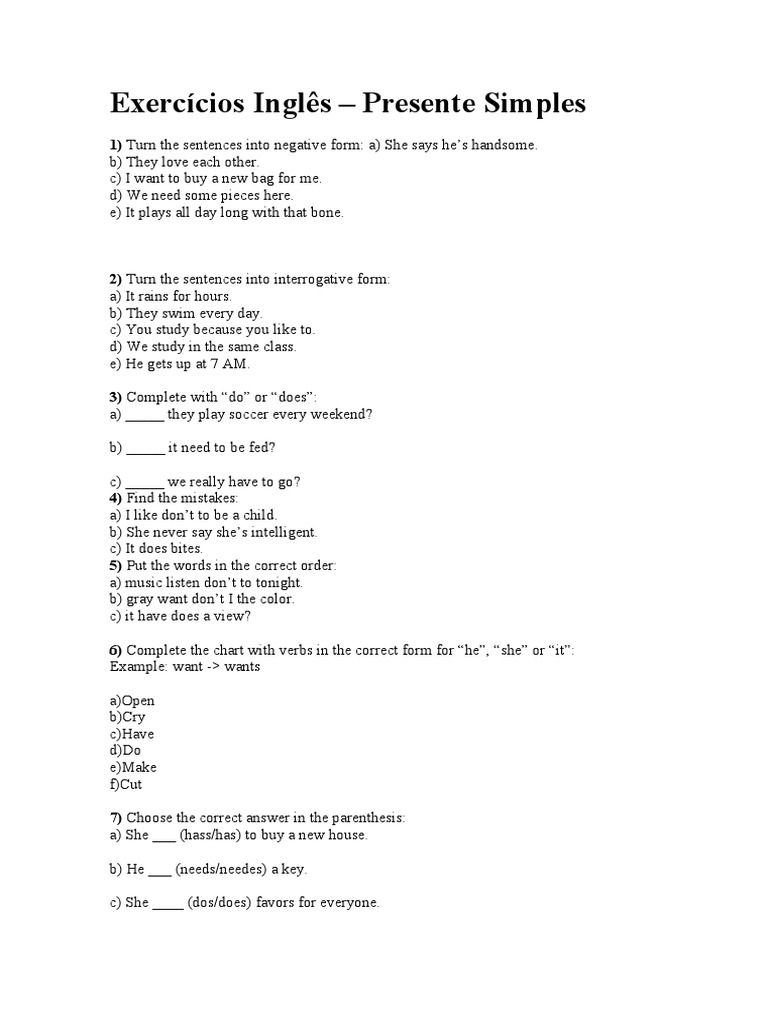 Presente Simples PDF | PDF | Language Arts & Discipline