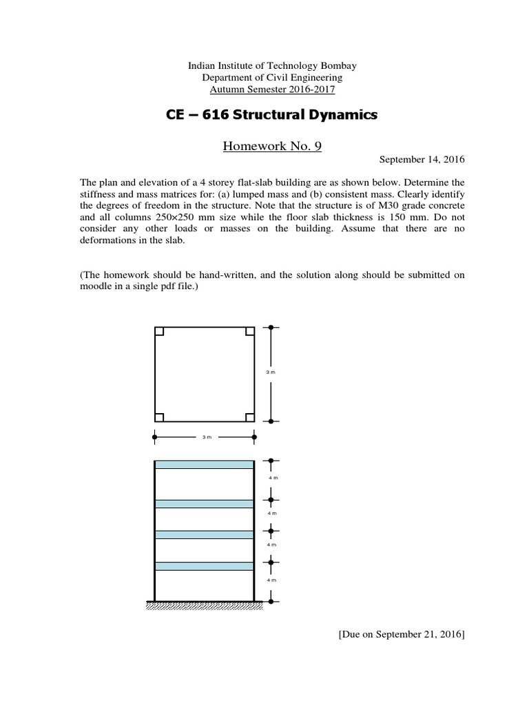 CE - 616 Structural Dynamics: Homework No. 9 | PDF