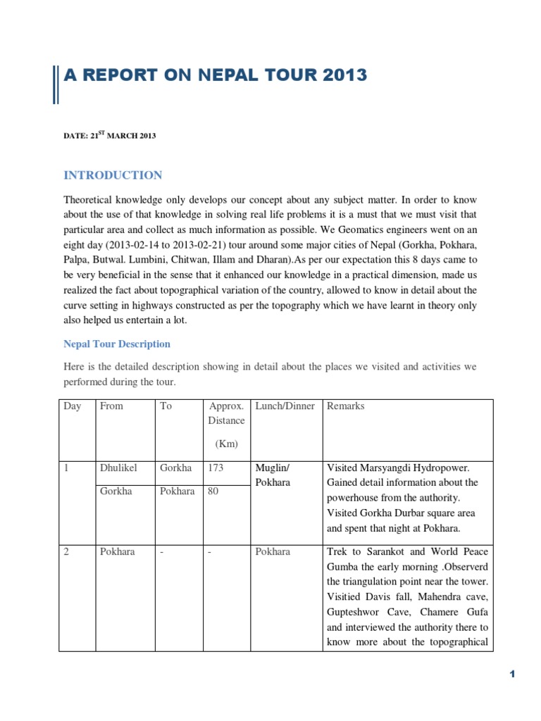 Nepal Tour Report 2013 | PDF