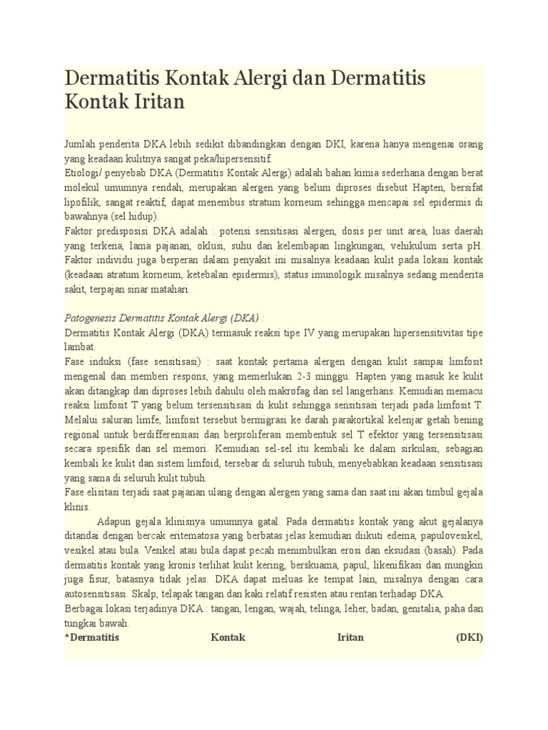 Diagnosis Dan Diagnosis Banding Dermatitis Kontak Alergi Dan Dermatitis