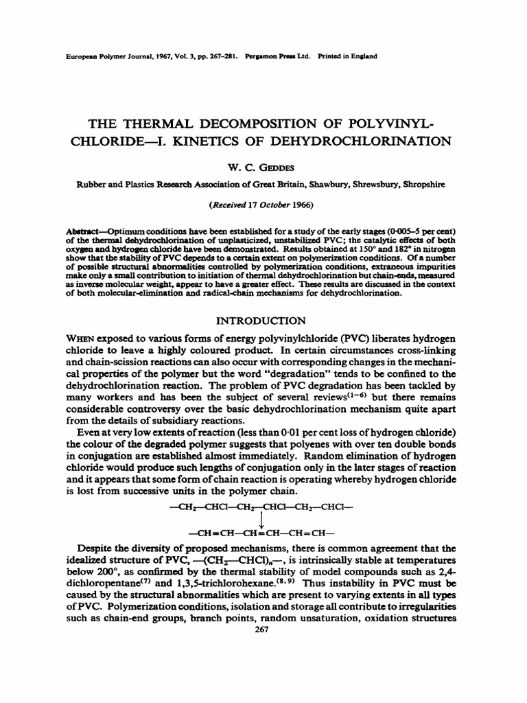 Thermal Decomposition of PVC | PDF | Polyvinyl Chloride | Radical ...