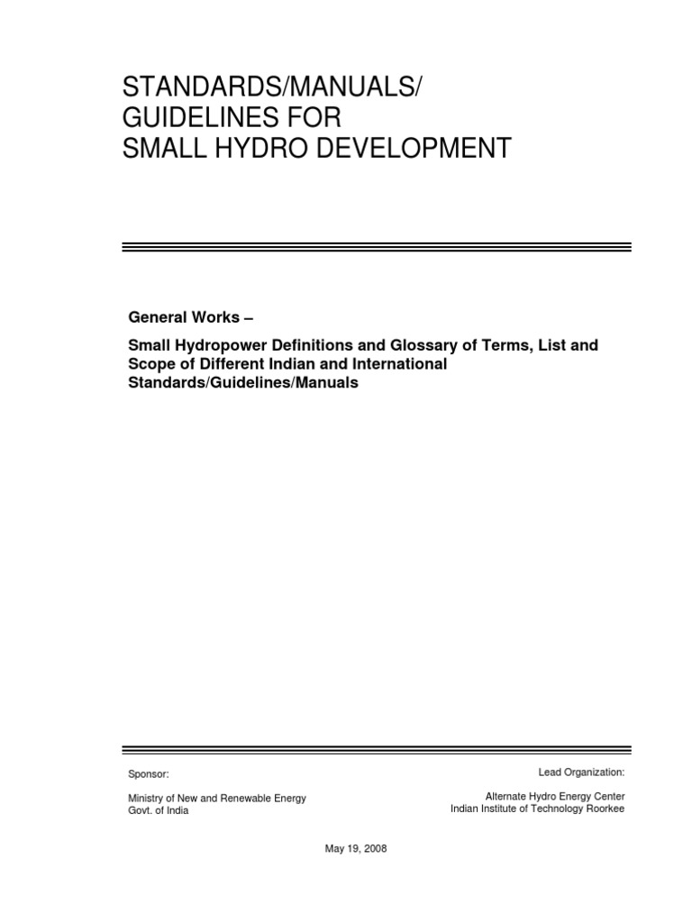 Standards / Manuals /guidelines For Small Hydro Development | PDF | Spillway | Dam