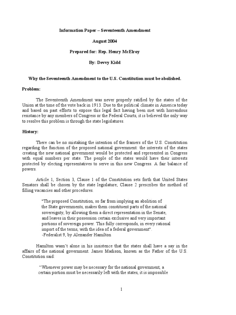 Devvy Kidd - Seventeenth Amendment | PDF | United States Constitution ...