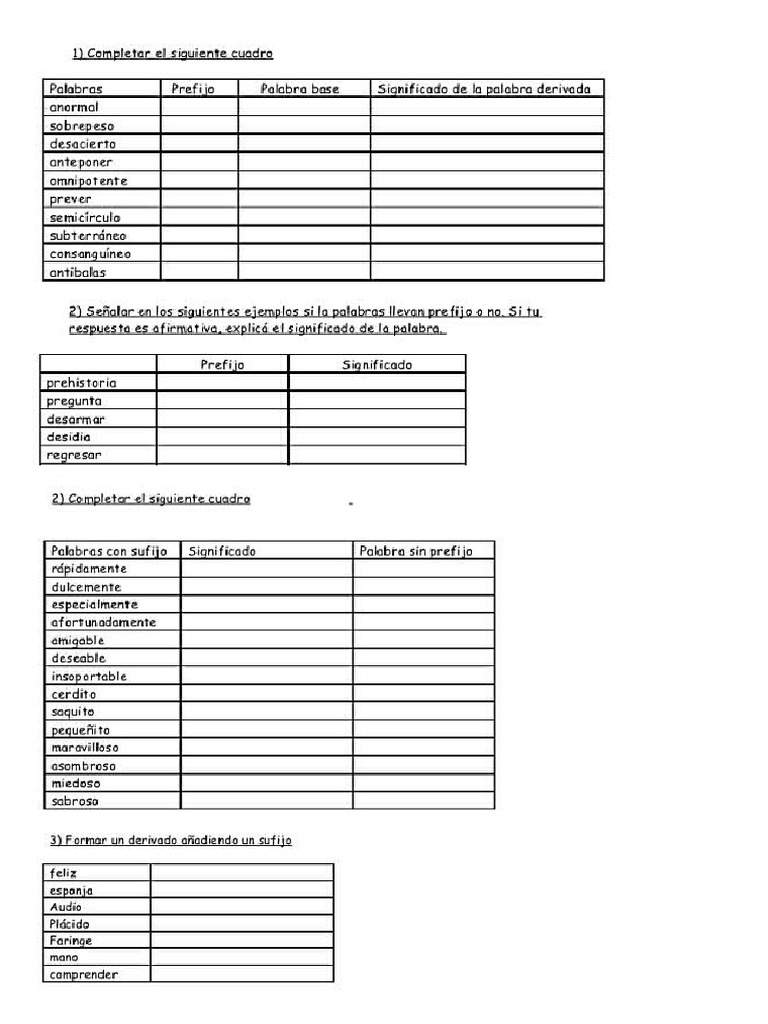 Practica Prefijos y Sufijos | PDF