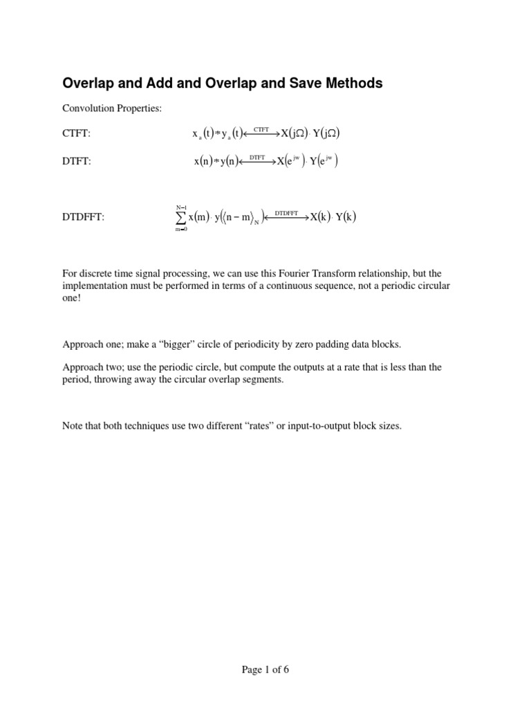 Overlap and Add and Overlap and Save Methods | PDF | Convolution | Systems Theory