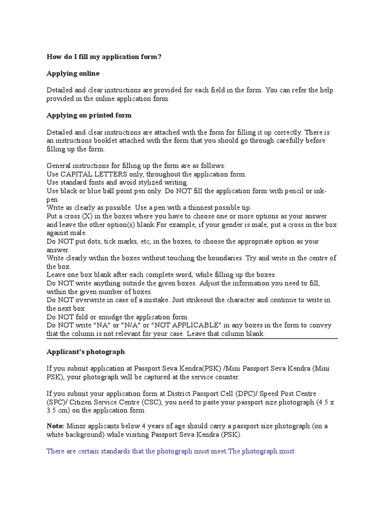 How Do I Fill My Application Form | PDF | Passport | Writing