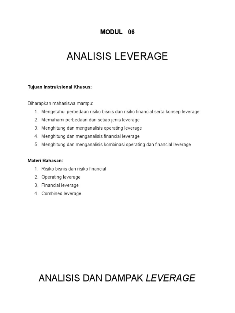 MODUL-6. Analisis Leverage | PDF
