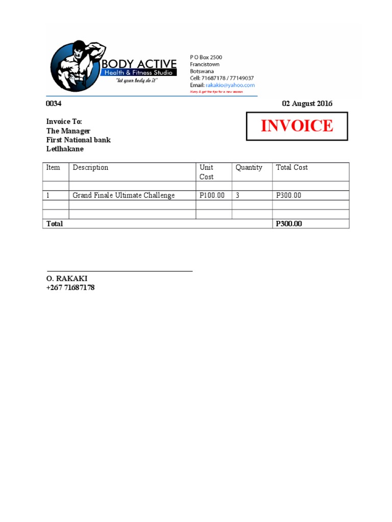 Invoice For Gym | PDF