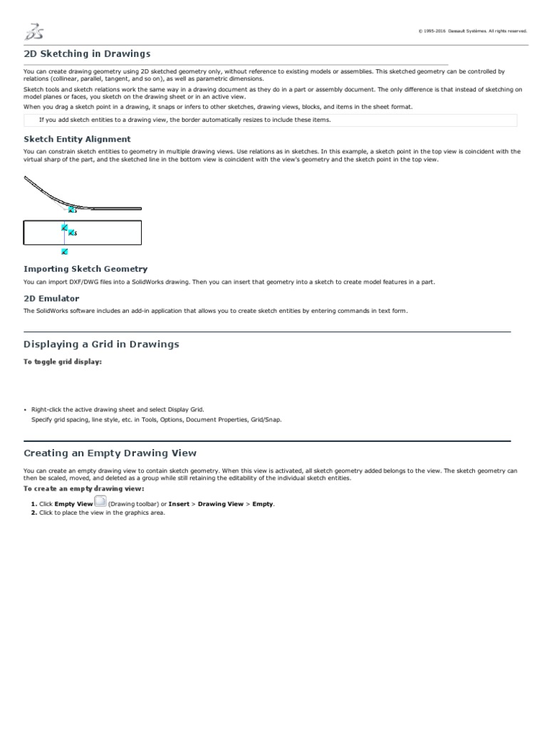 2013 SolidWorks - 2D Sketching in Drawings | PDF