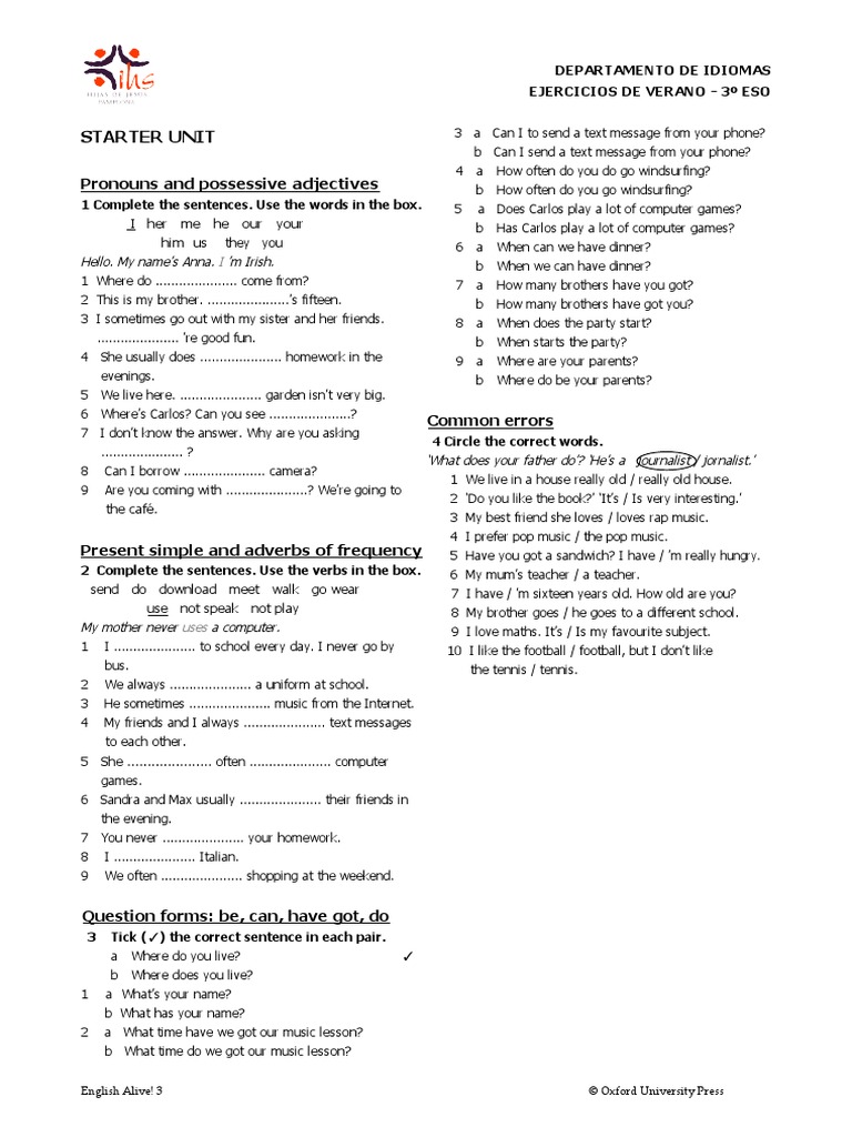 Ejercicios Verano 3ºESO PDF | PDF