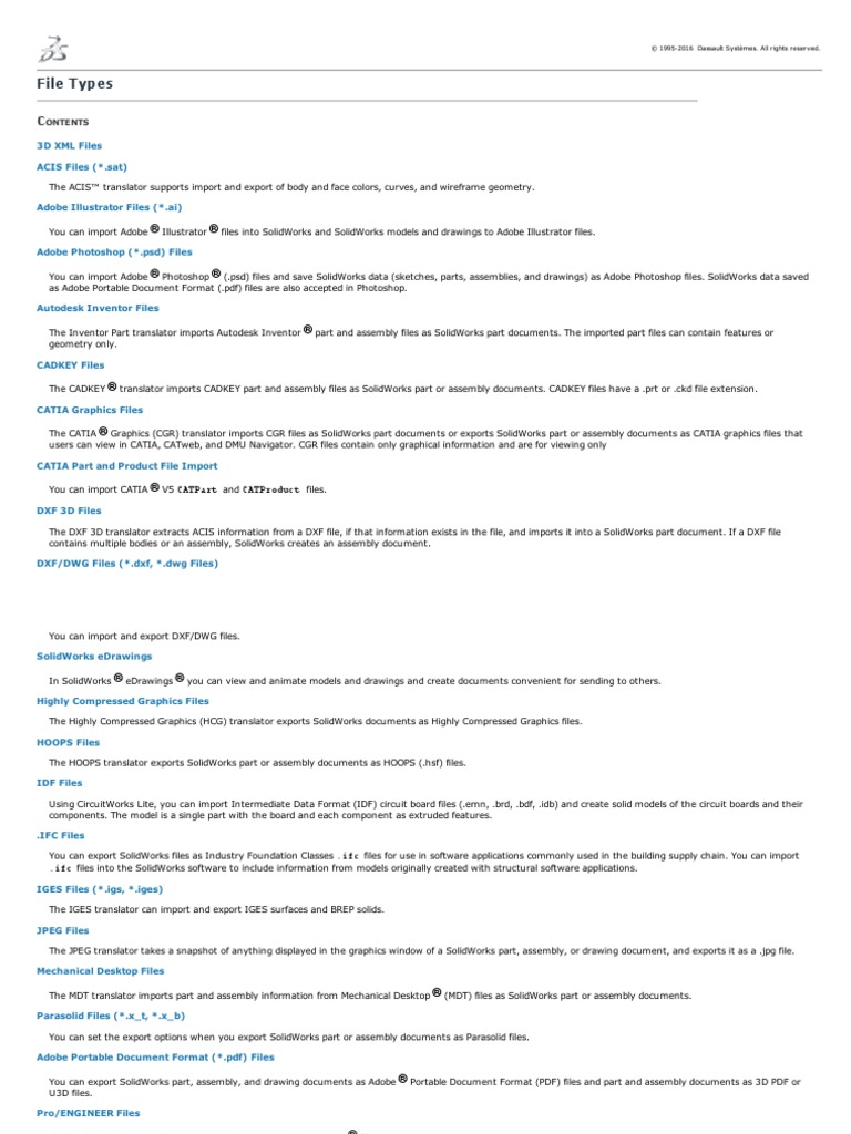 2013 SolidWorks - File Types | PDF | Portable Document Format | Adobe ...