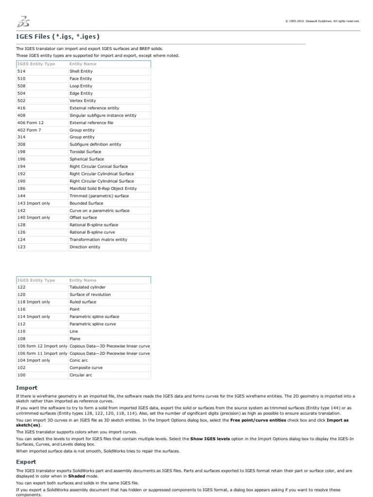 2013 SolidWorks - IGES Files ( - .Igs | PDF | Manifold | Geometric Shapes