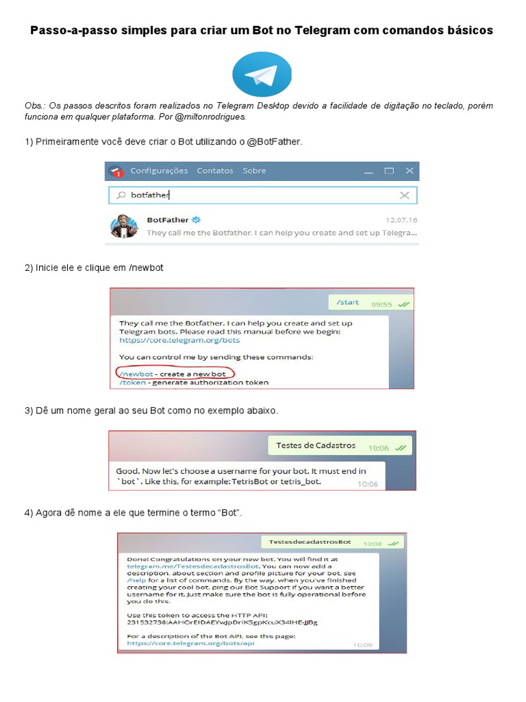 Como Criar Um Bot No Telegram Com Comandos Básicos | PDF