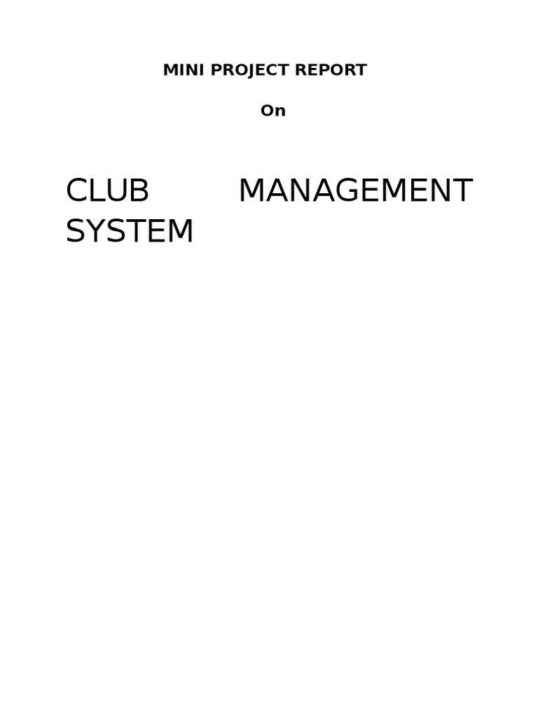 Club Management System: Mini Project Report On | PDF | Databases | Computer Science