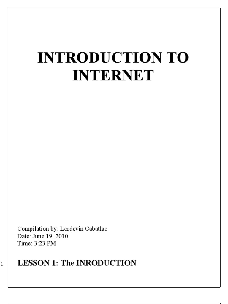 Introduction To Internet: Lesson 1: The Inroduction | PDF | Computer ...