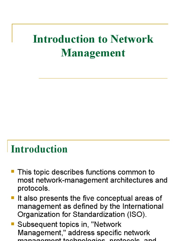Introduction To Network Management | PDF | Computer Network | Information Management