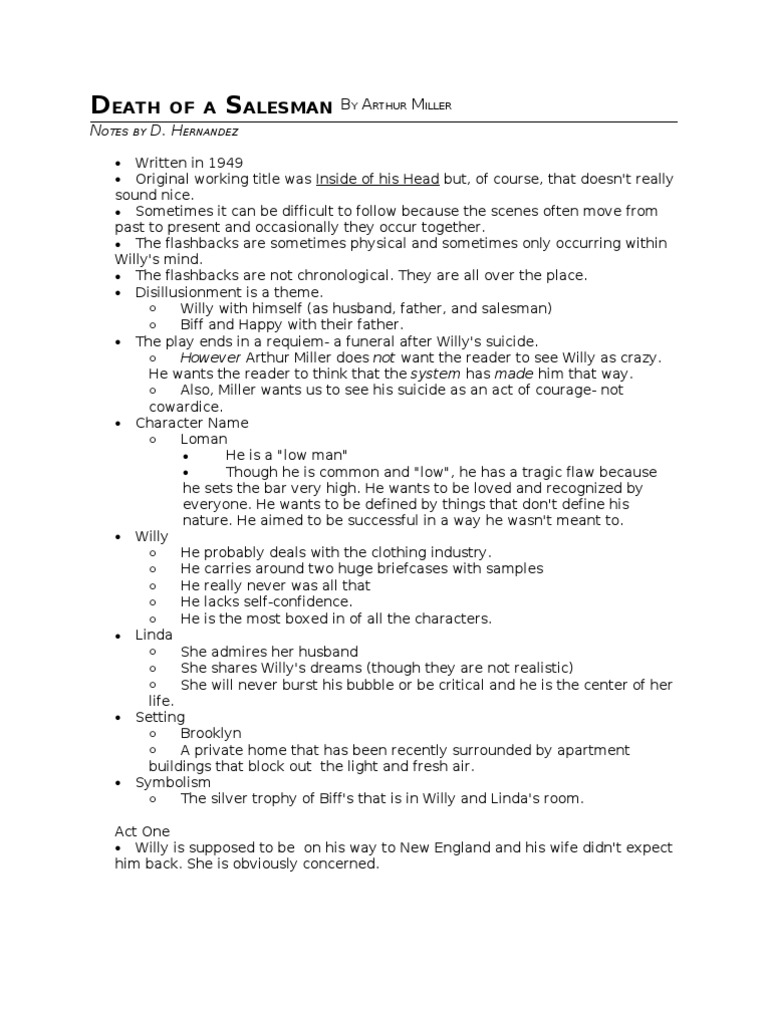 Death of A Salesman Notes | PDF