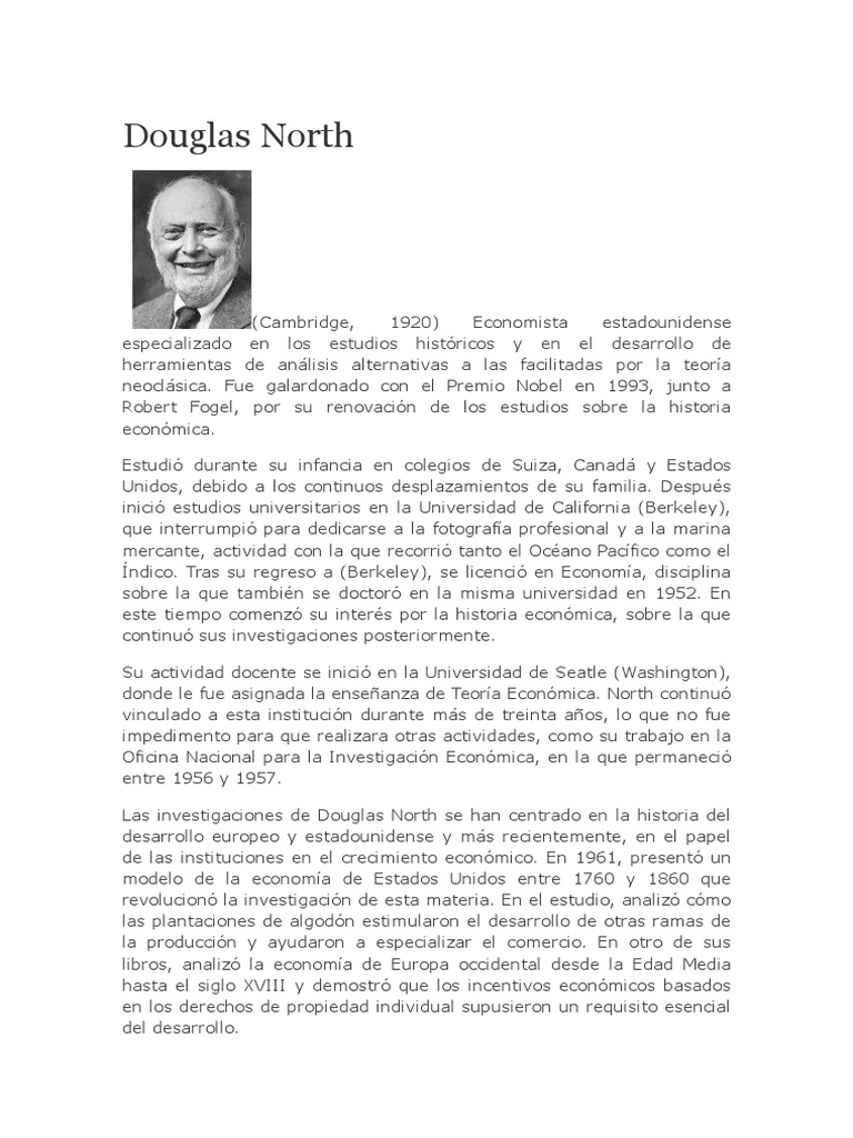 Douglas North | PDF | Historia económica | Ciencias económicas