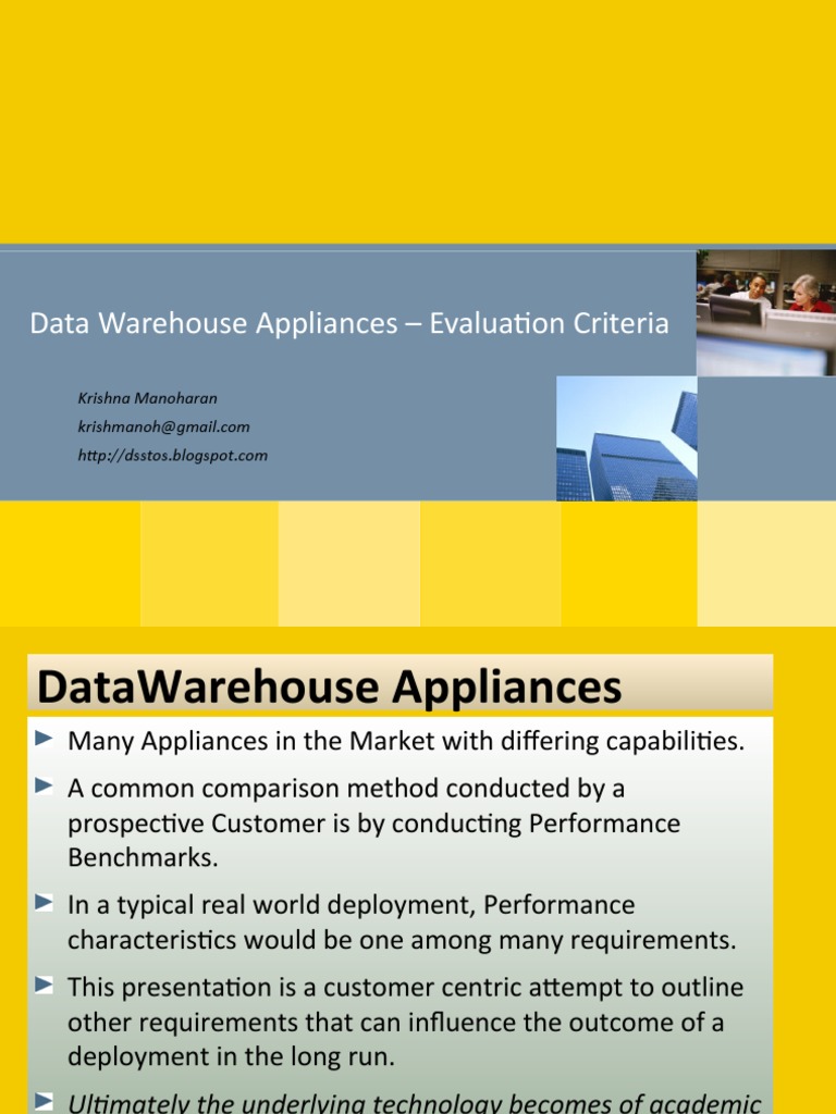 DW Appliance - Evaluation Criteria | PDF | Data Warehouse | Databases