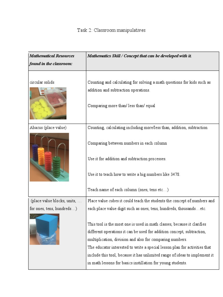 Task 2 Part 1 Pdf Teachers Subtraction