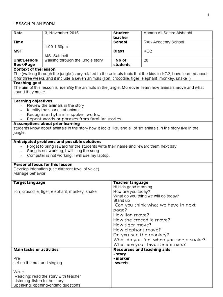 Lesson Plan Story 2 | PDF | Lesson Plan | Reading (Process)