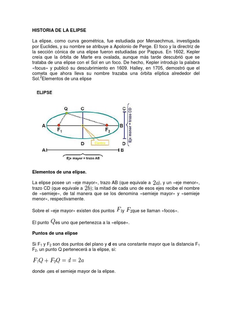 Historia de La Elipse | PDF | Elipse | Geometría