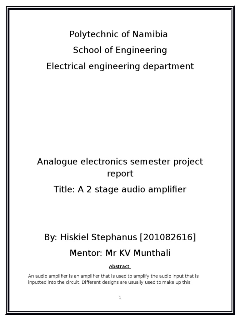 Polytechnic of Namibia School of Engineering Electrical Engineering ...